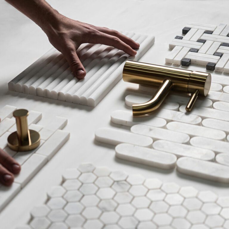 Calacatta White Marble Checkerboard Tiles | Fast Delivery | Starel Stones