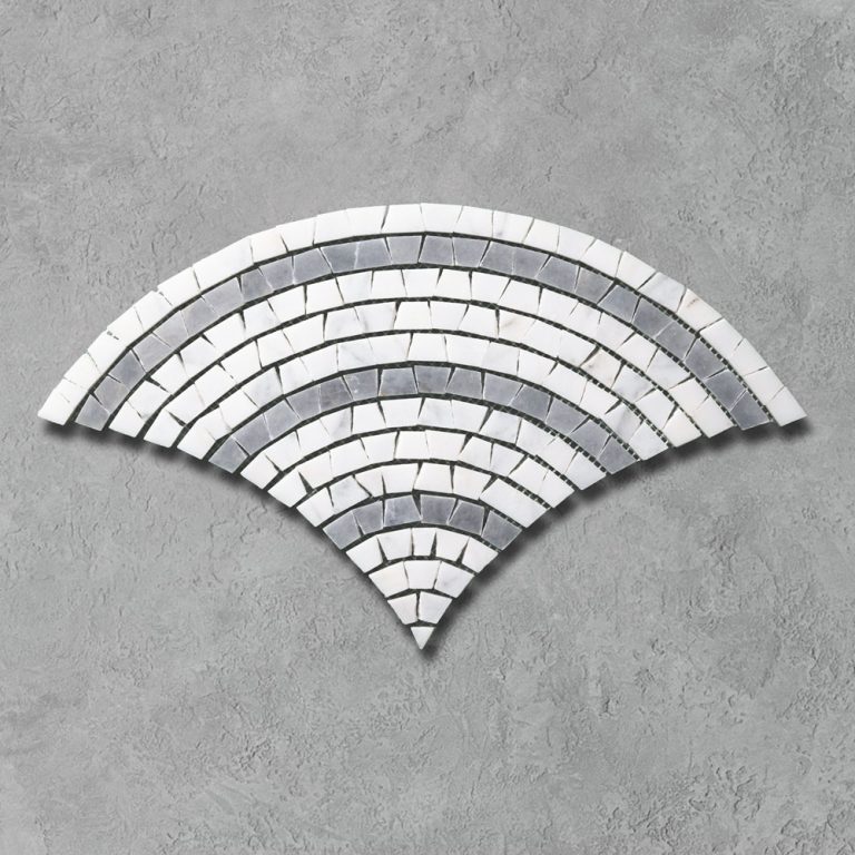 Calacatta and Bluestone Marble Cracked Fan Mini Mosaic - Starel Stones