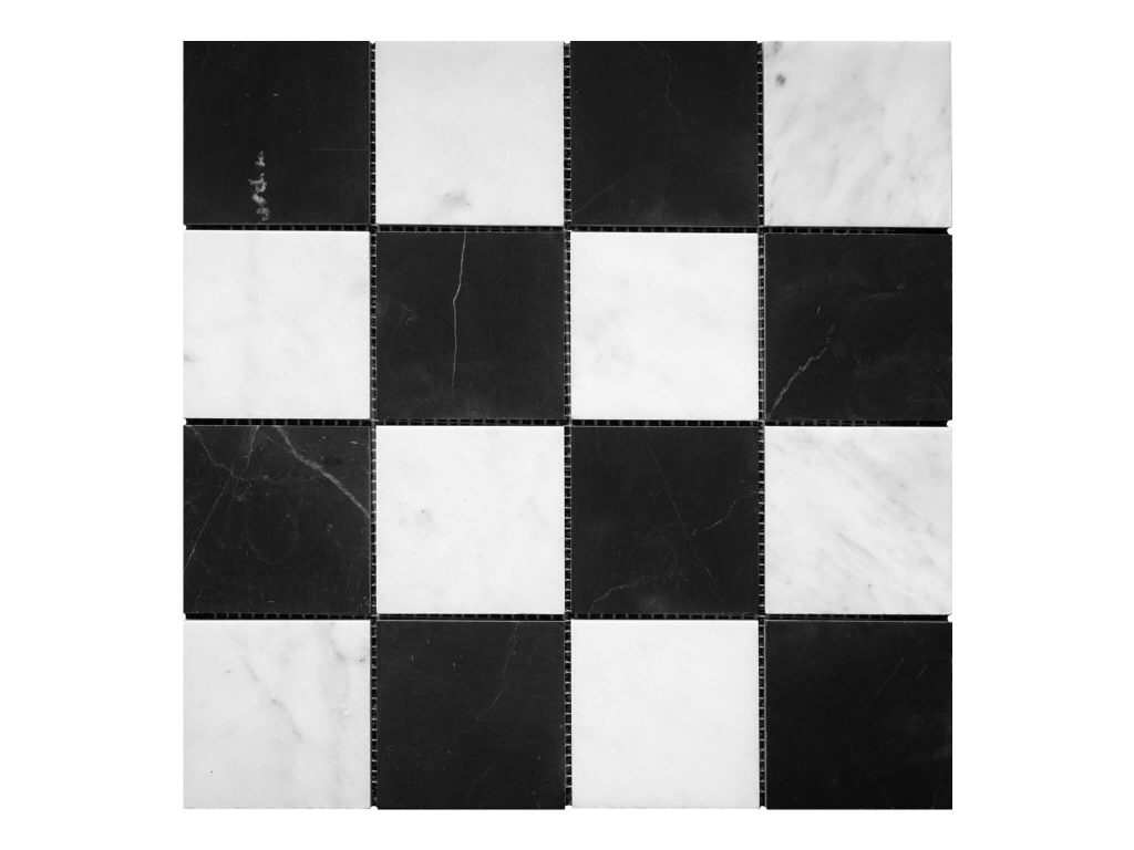 Checkerboard Honed Calacatta and Nero Marquina Marble - Starel Stones