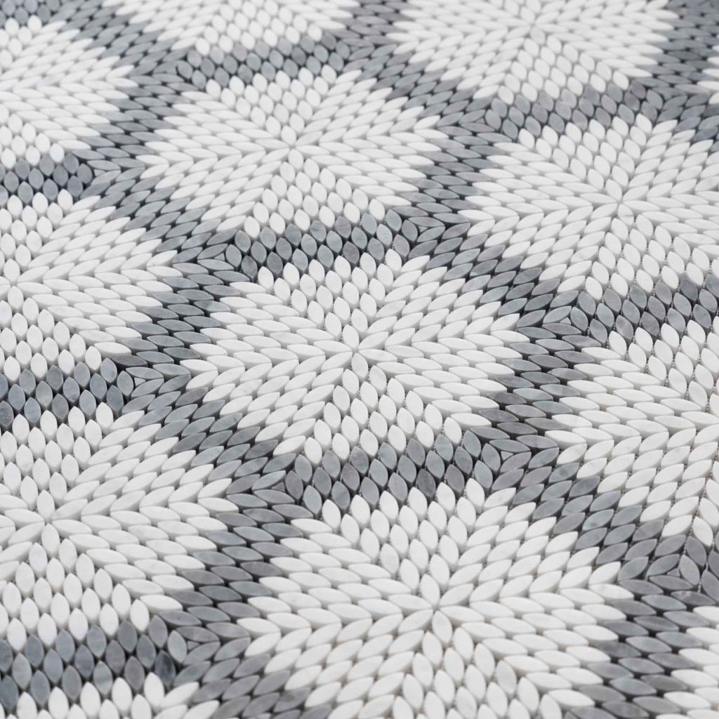 Calacatta and Bluestone Marble Flora Flower Mosaic - Starel Stones