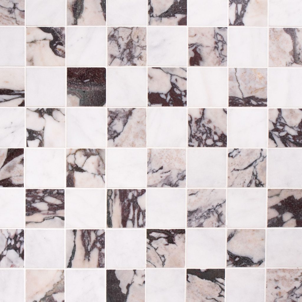 Arabescato Viola Marble Checkerboard Mosaic - Starel Stones