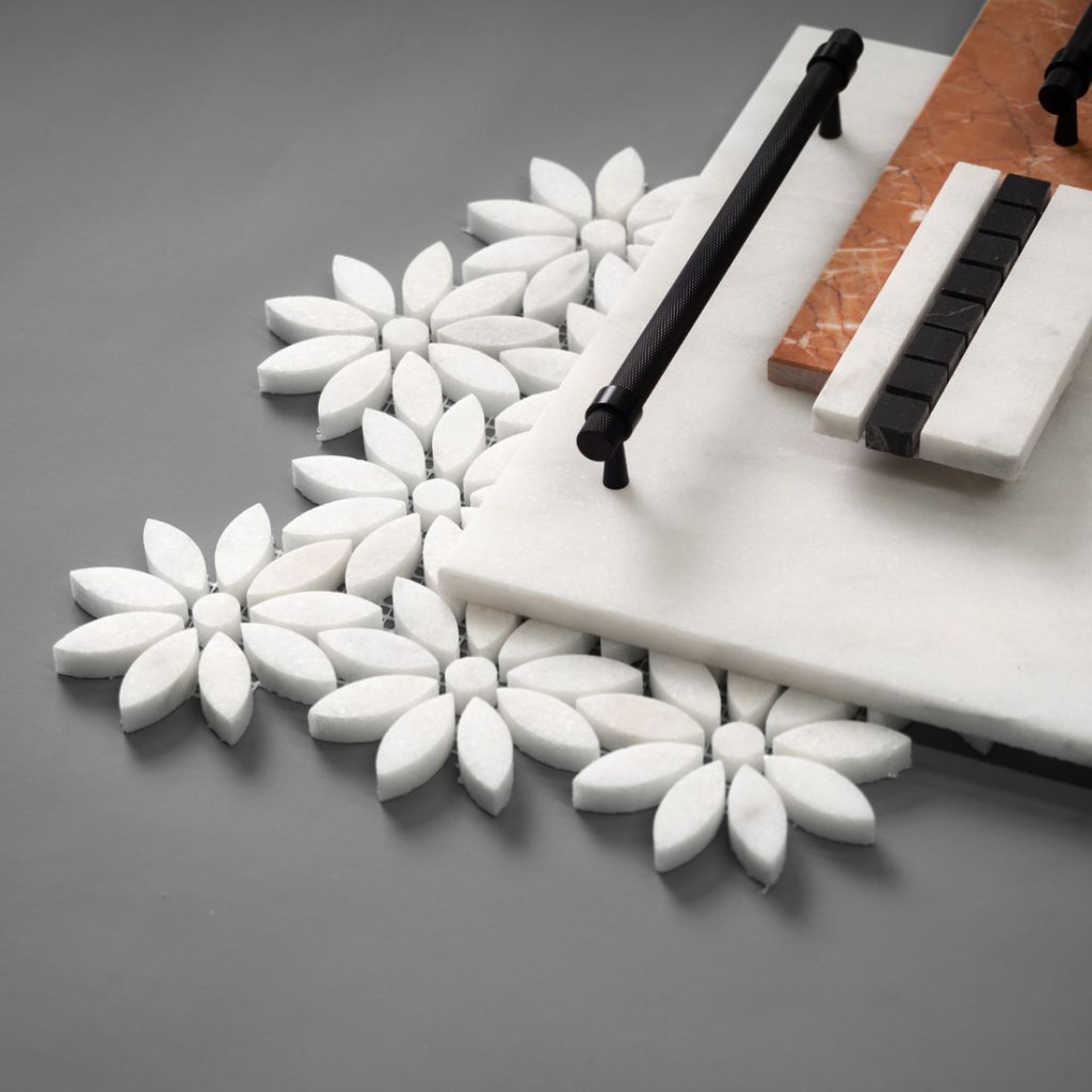Aegean White Marble Flower Mosaic - Starel Stones