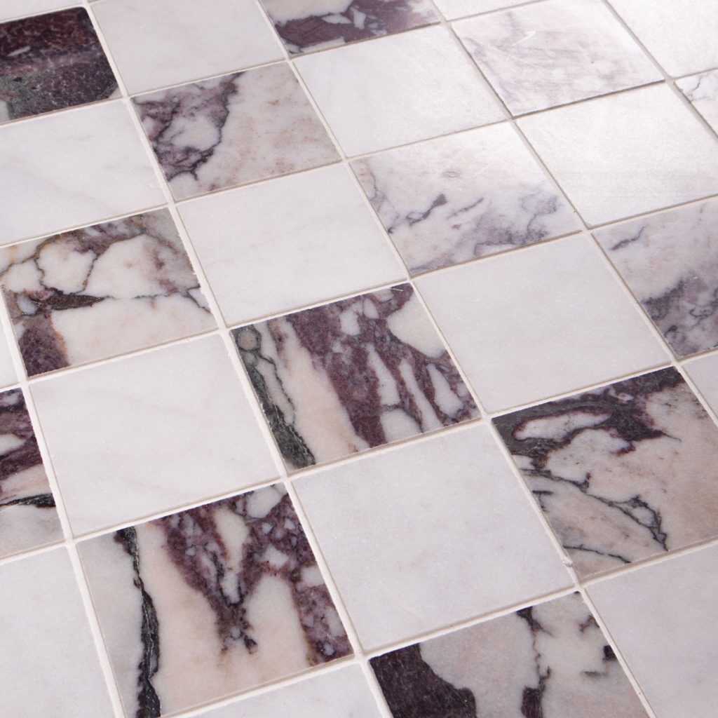 Arabescato Viola Marble Checkerboard Mosaic - Starel Stones